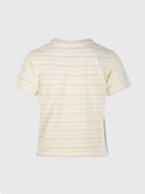 Maison Kitsuné Striped Cropped Lyocell T-shirt With Embroidered Logo