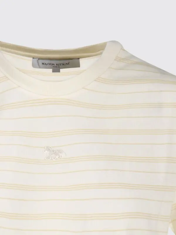 Maison Kitsuné Striped Cropped Lyocell T-shirt With Embroidered Logo