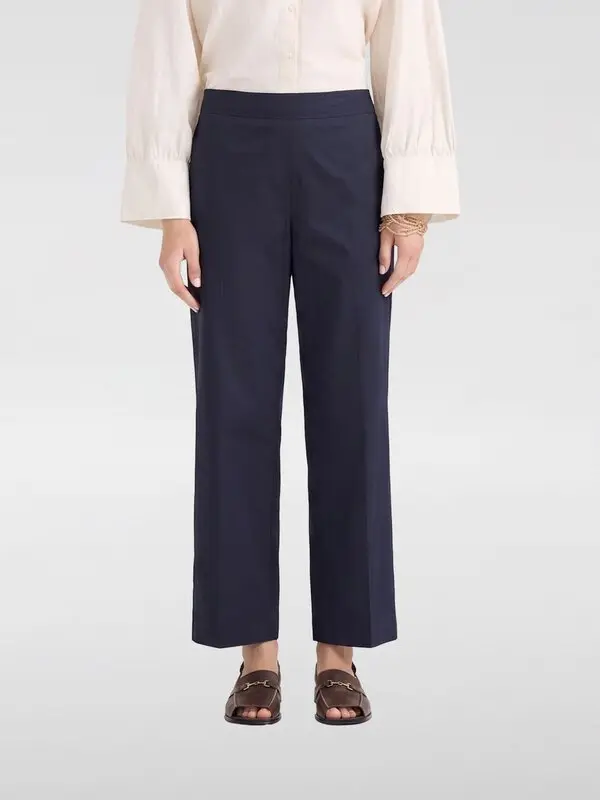 Momoni Cropped Cotton Trousers With Elasticated Drawstring Waist