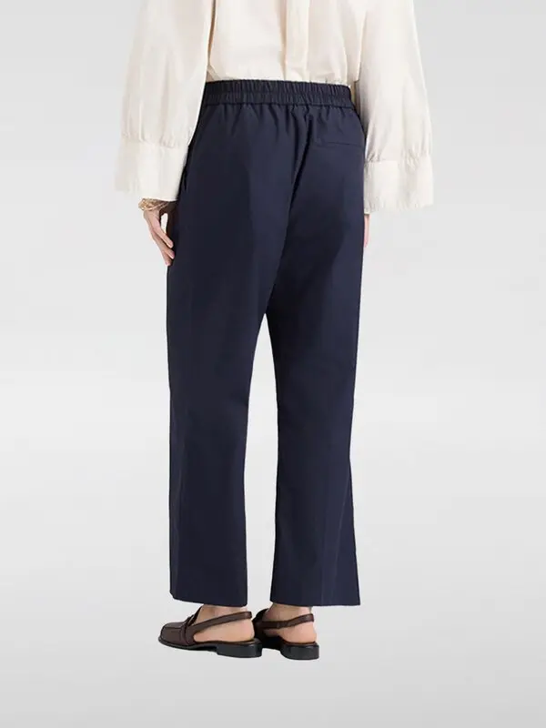 Momoni Cropped Cotton Trousers With Elasticated Drawstring Waist