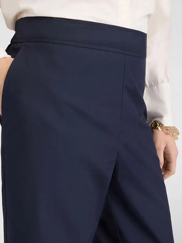 Momoni Cropped Cotton Trousers With Elasticated Drawstring Waist