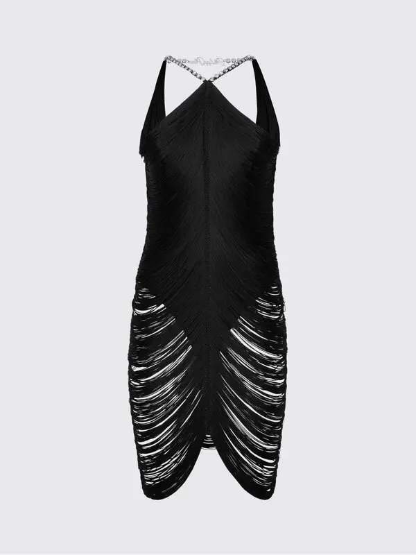 Philipp Plein Mini Dress With Fringes - Black