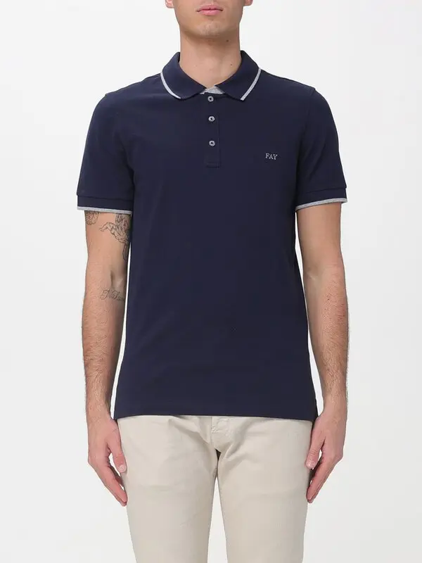 FAY Cotton Polo Shirt With Logo - Blue