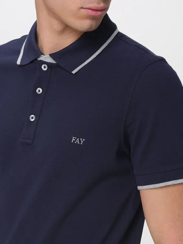 FAY Cotton Polo Shirt With Logo - Blue