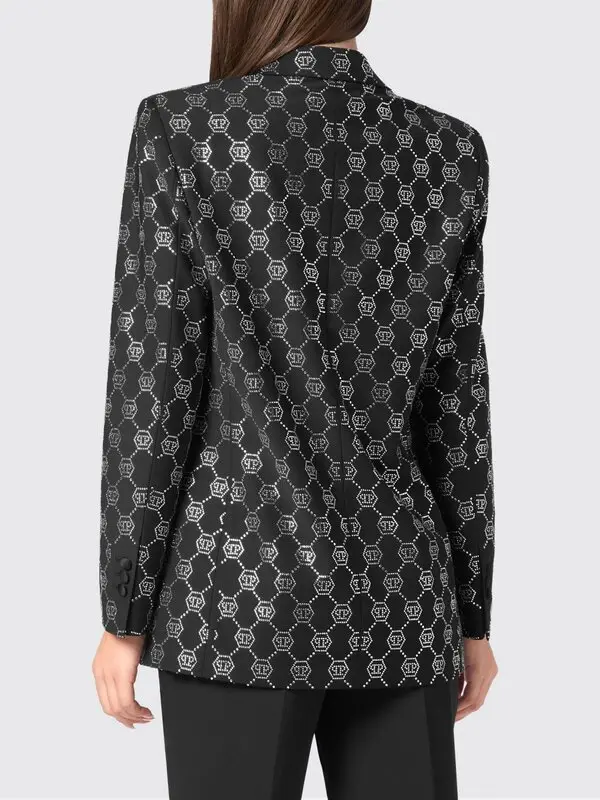 Philipp Plein Single Breasted Pp Blazer With All Over Crystals