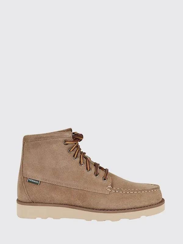 SEBAGO Suede Lace-up Ankle Boots With Moc Toe - Beige