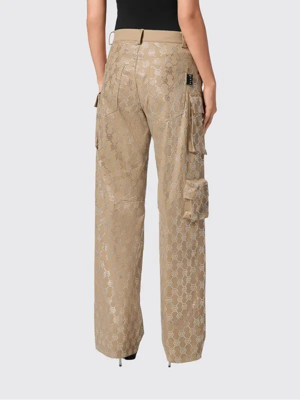 Philipp Plein Cotton Cargo Trousers With Rhinestones