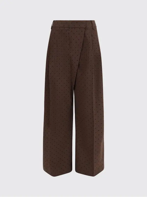 GANNI Wide Leg Trousers In Recycled Check And Polka Dot Fabric