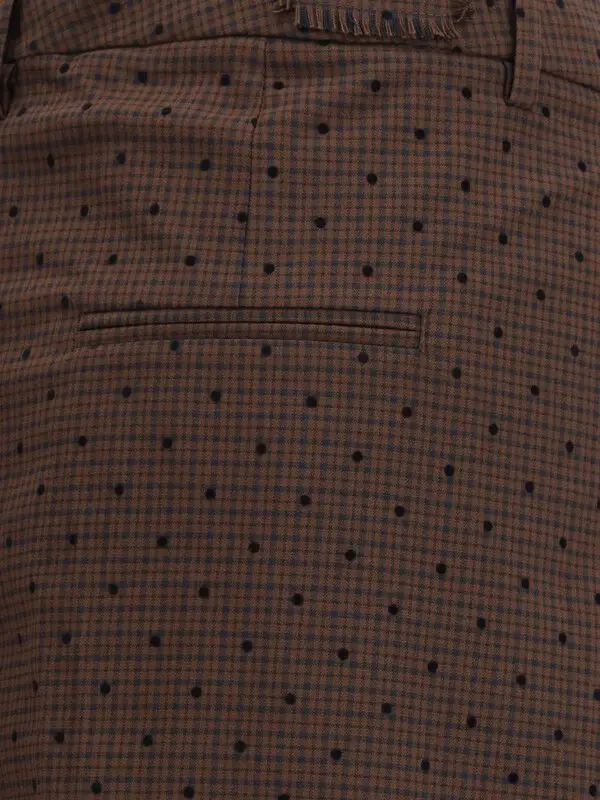 GANNI Wide Leg Trousers In Recycled Check And Polka Dot Fabric