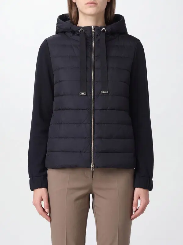 Herno Short Quilted Water-repellent Nylon Down Jacket With Drawstring Hood - Black