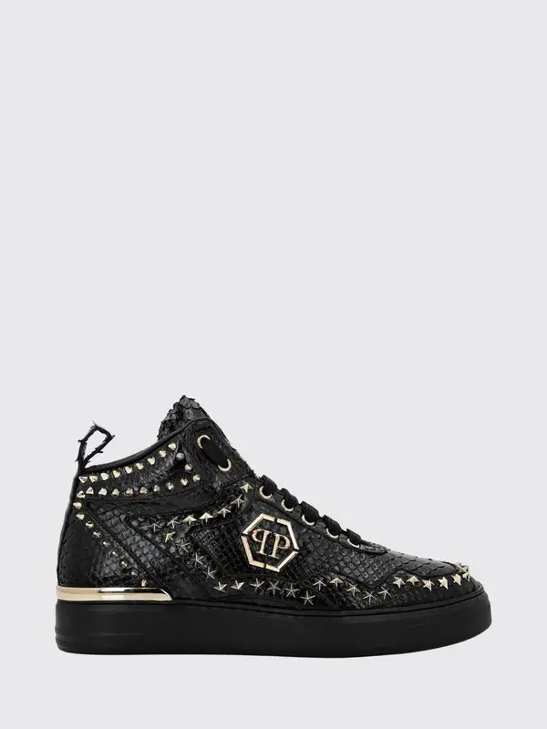 Philipp Plein High-top Studded Snakeskin Sneakers