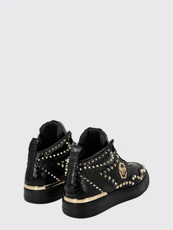 Philipp Plein High-top Studded Snakeskin Sneakers