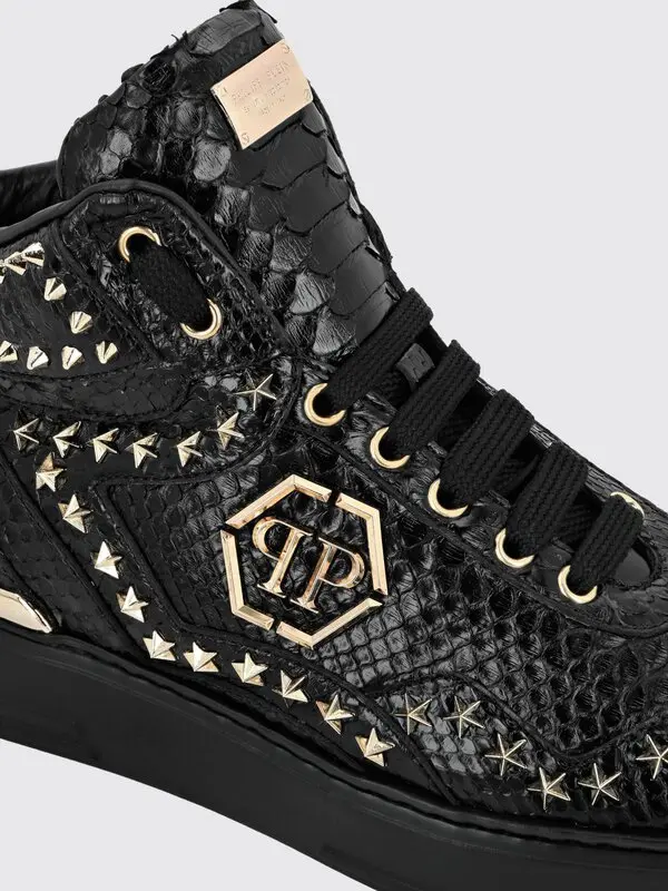 Philipp Plein High-top Studded Snakeskin Sneakers
