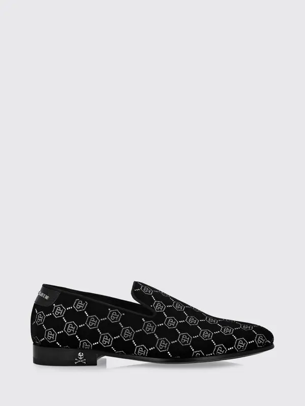 Philipp Plein Velvet Loafers With Rhinestone Hexagon