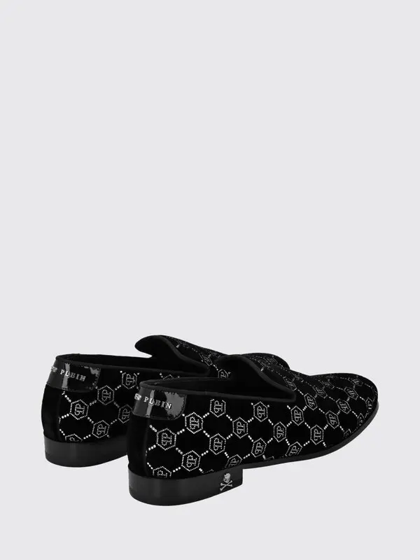 Philipp Plein Velvet Loafers With Rhinestone Hexagon
