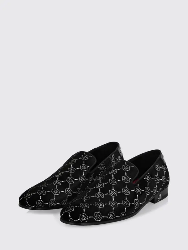 Philipp Plein Velvet Loafers With Rhinestone Hexagon
