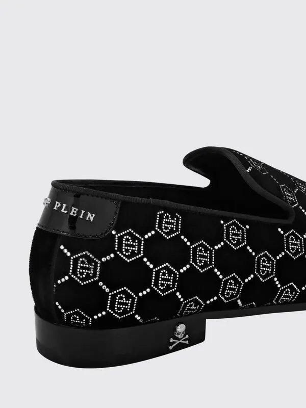 Philipp Plein Velvet Loafers With Rhinestone Hexagon