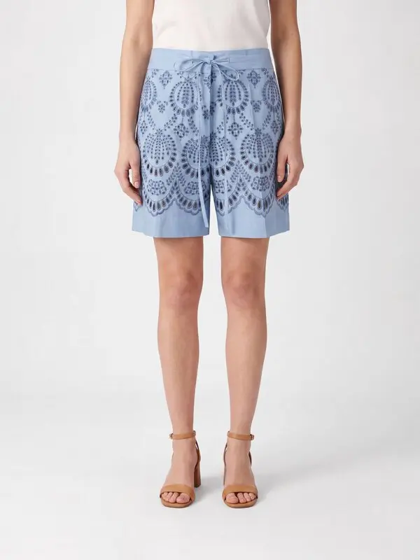 PAROSH Embroidered Drawstring Shorts