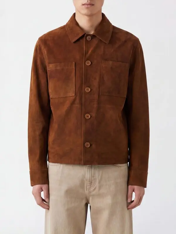 SALVATORE SANTORO Suede Shirt Jacket With Patch Pockets