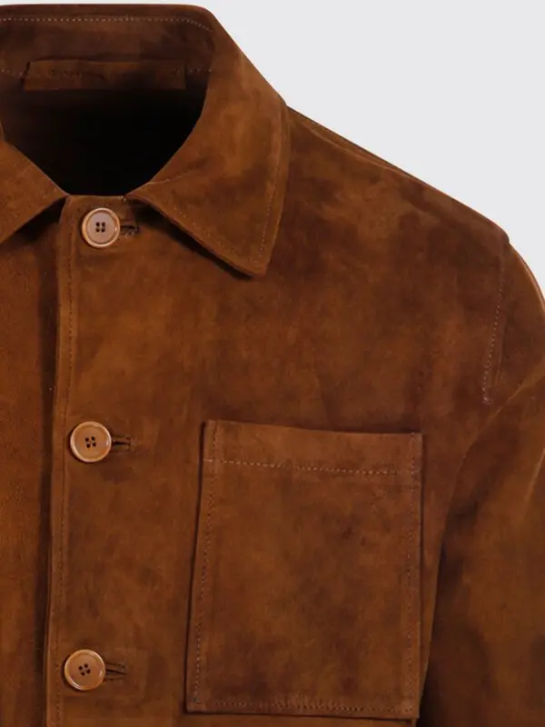 SALVATORE SANTORO Suede Shirt Jacket With Patch Pockets