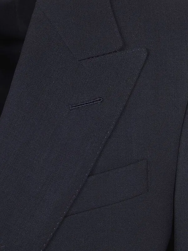TOM FORD Wool Double Breasted Blazer - Black