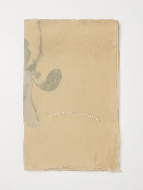 Ermanno Scervino Floral Print Silk Scarf - Sand
