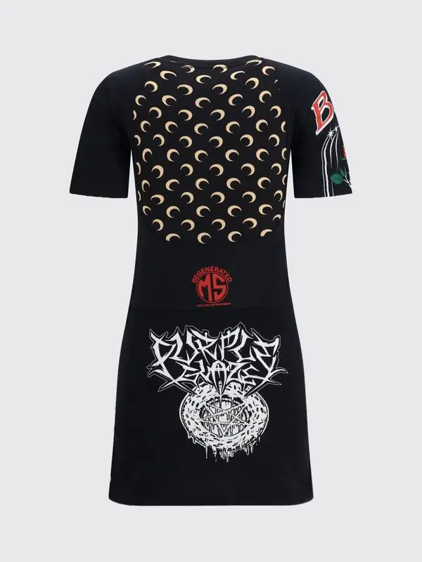 MARINE SERRE Crescent Moon Graphic Print Cotton Mini Sheath Dress