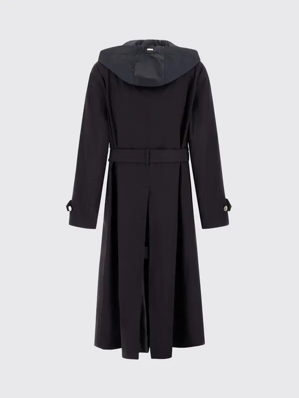 Herno Double-breasted Water-repellent Cotton Trench Coat With Removable Hood