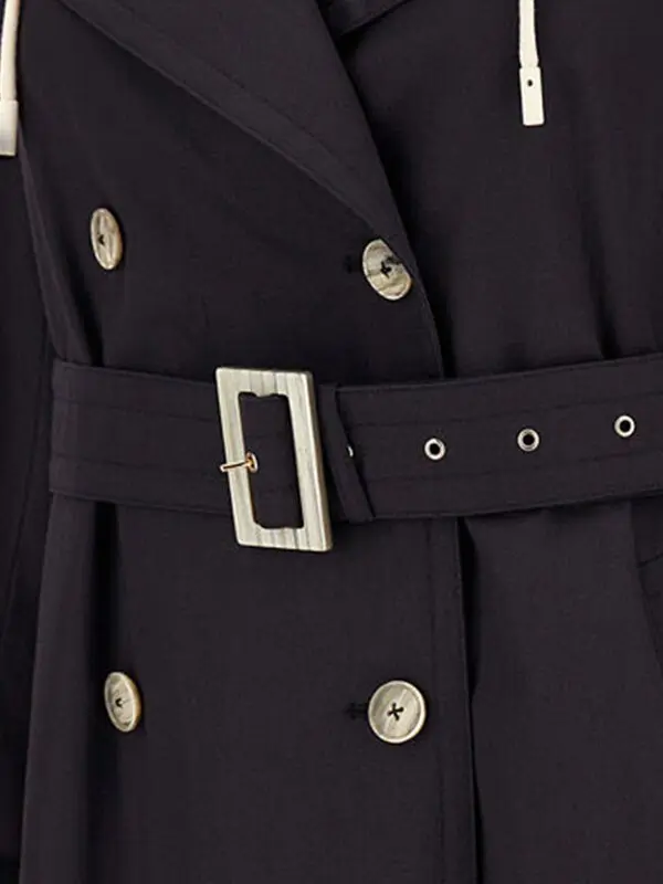 Herno Double-breasted Water-repellent Cotton Trench Coat With Removable Hood