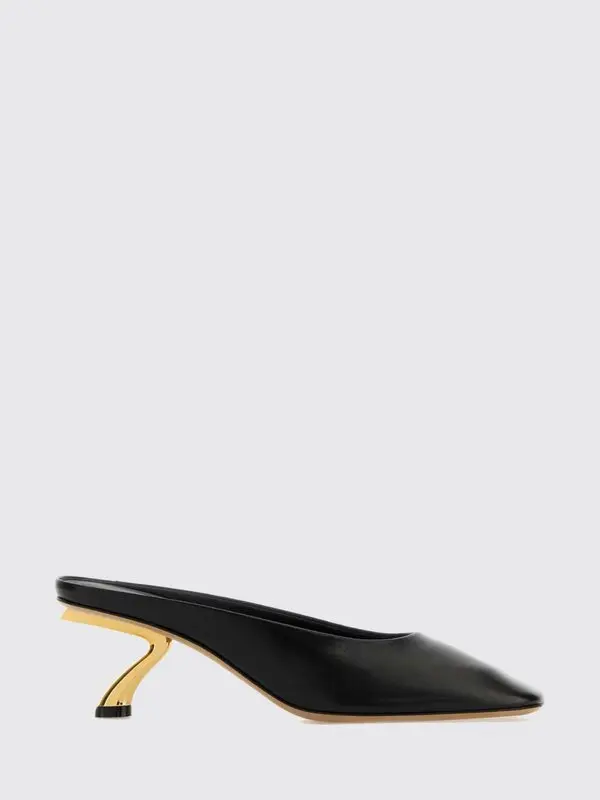FERRAGAMO Smooth Leather Mules With Sculptural Mid-heel