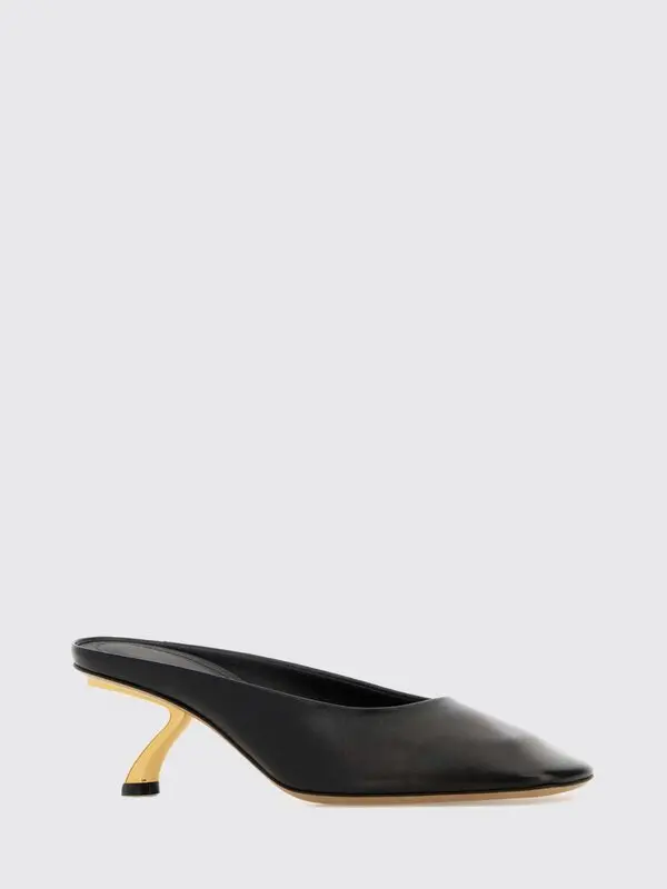 FERRAGAMO Smooth Leather Mules With Sculptural Mid-heel