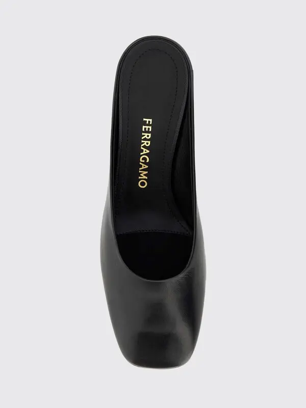 FERRAGAMO Smooth Leather Mules With Sculptural Mid-heel