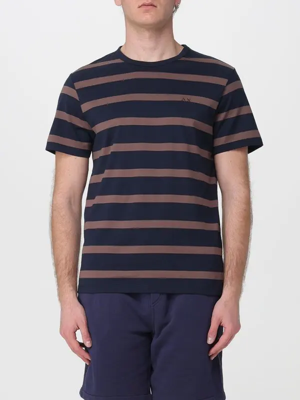 SUN 68 Striped Cotton T-shirt With Logo