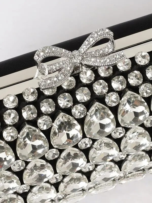 SELF-PORTRAIT Satin Clutch With Rhinestones