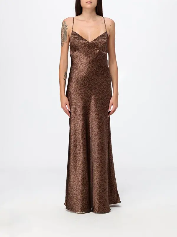 MC2 SAINT BARTH Animal Print Silk Maxi Slip Dress - Multicolor