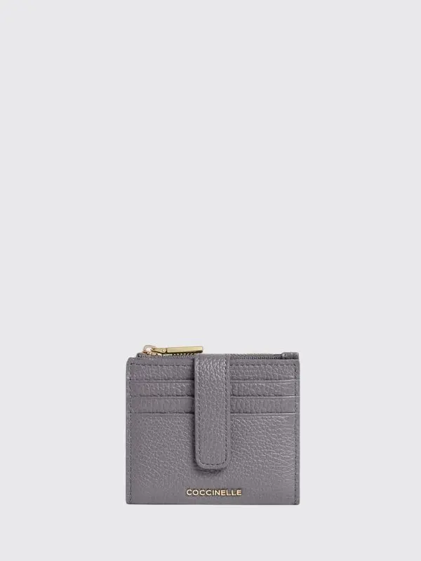 COCCINELLE Metallic Soft Bifold Grained Leather Card Holder - Grey