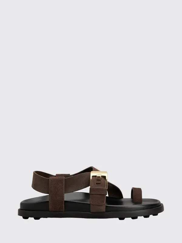 TOD'S Suede Thong Sandals With Low Heel And Strap - Brown