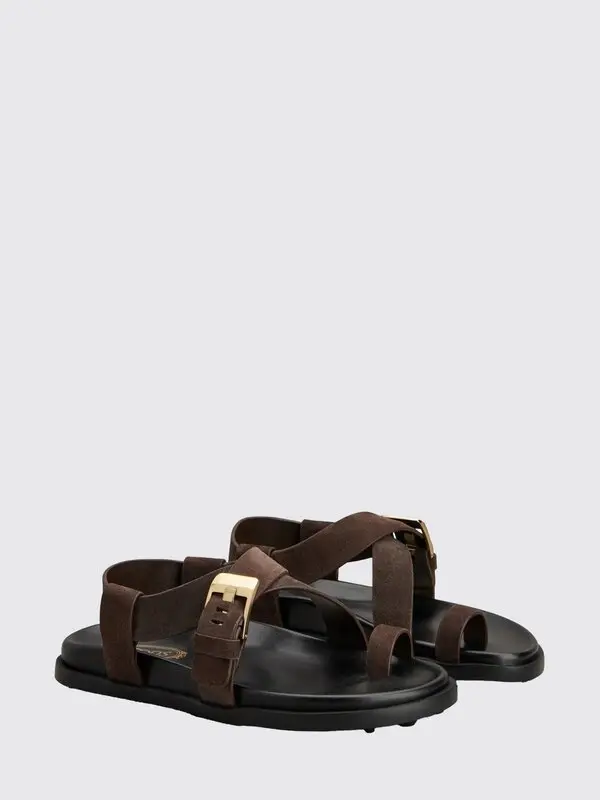TOD'S Suede Thong Sandals With Low Heel And Strap