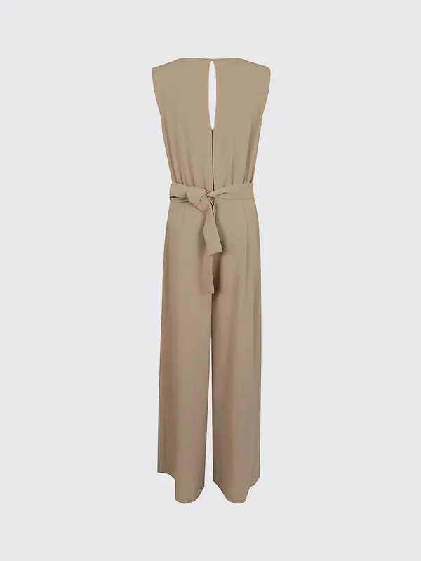 PAROSH Sleeveless Wide Leg Jumpsuit With Embellished Belt