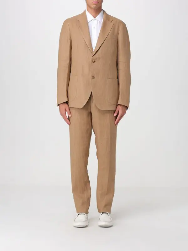 LARDINI Single-breasted Suit In Pure Linen With Two-button Jacket And Patch Pockets