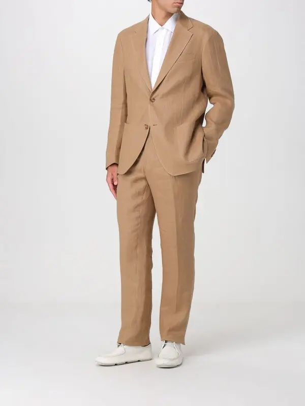 LARDINI Single-breasted Suit In Pure Linen With Two-button Jacket And Patch Pockets