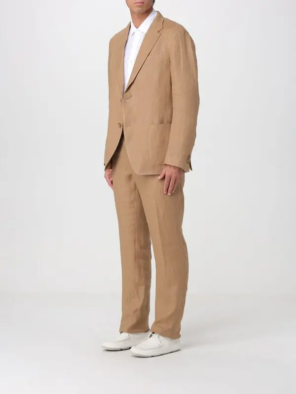 LARDINI Single-breasted Suit In Pure Linen With Two-button Jacket And Patch Pockets