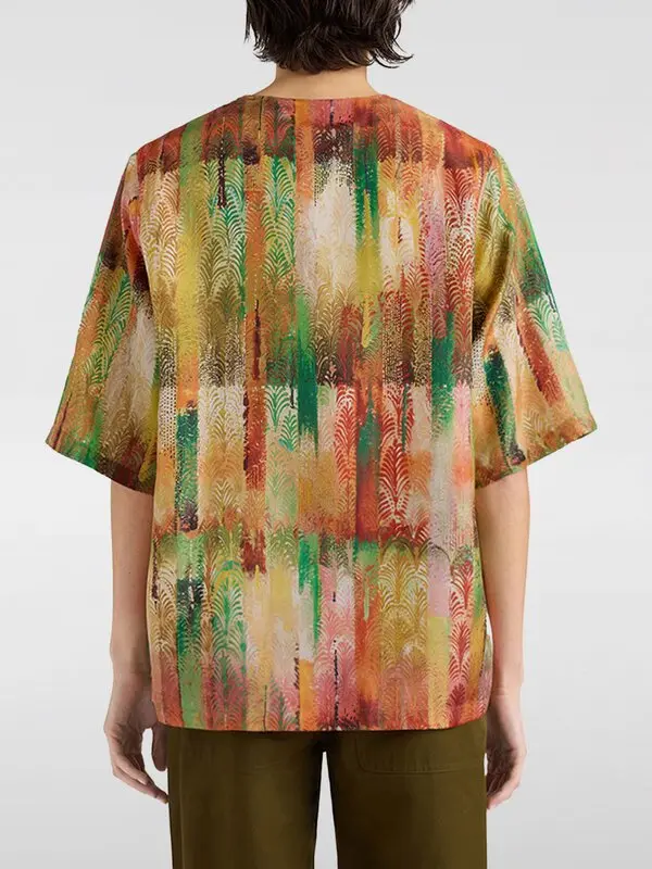 Momoni Abstract Print Silk V-neck Shirt
