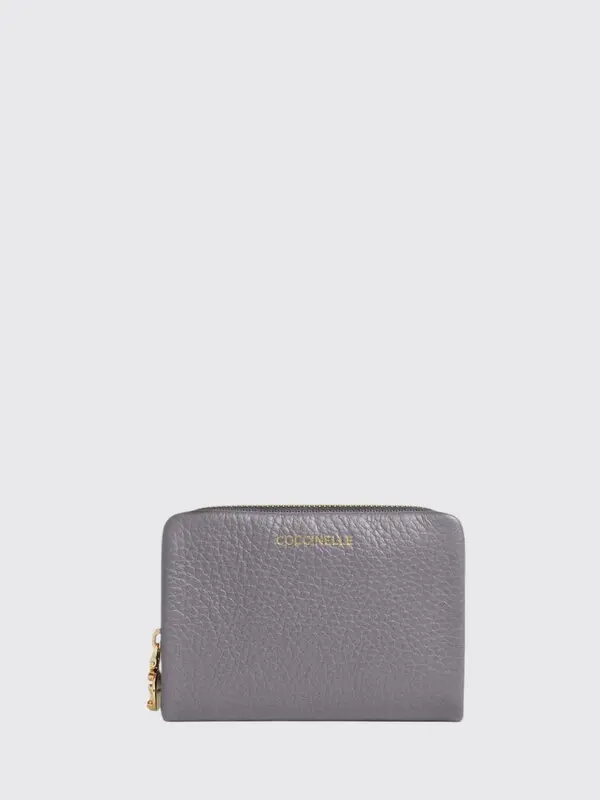 COCCINELLE C-me Softy Grained Leather Bifold Wallet With Zip - Grey