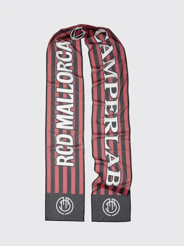 Camper Rcd Mallorca Bi Striped Scarf With Logo And Slogan Print - Red