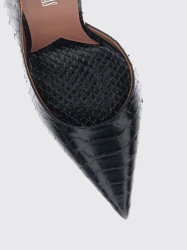 Paris Texas Python Print Leather Vera Pumps - Black
