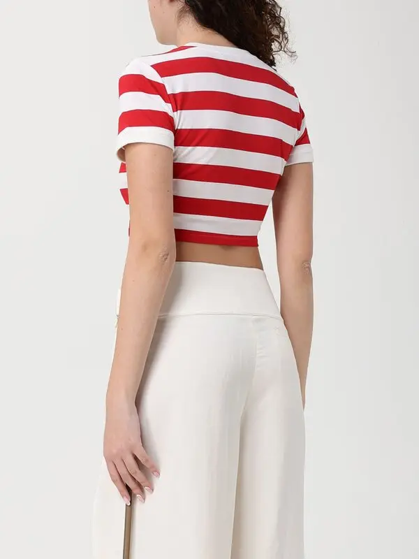 Fiorucci Striped Cotton Cropped T-shirt With Logo