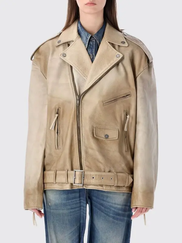 GOLDEN GOOSE Leather Biker Jacket - Blue