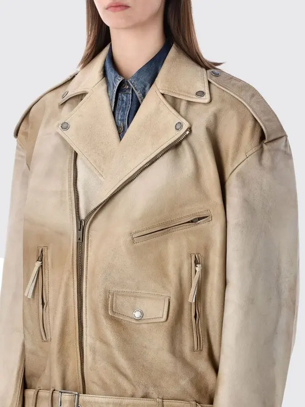 GOLDEN GOOSE Leather Biker Jacket - Blue