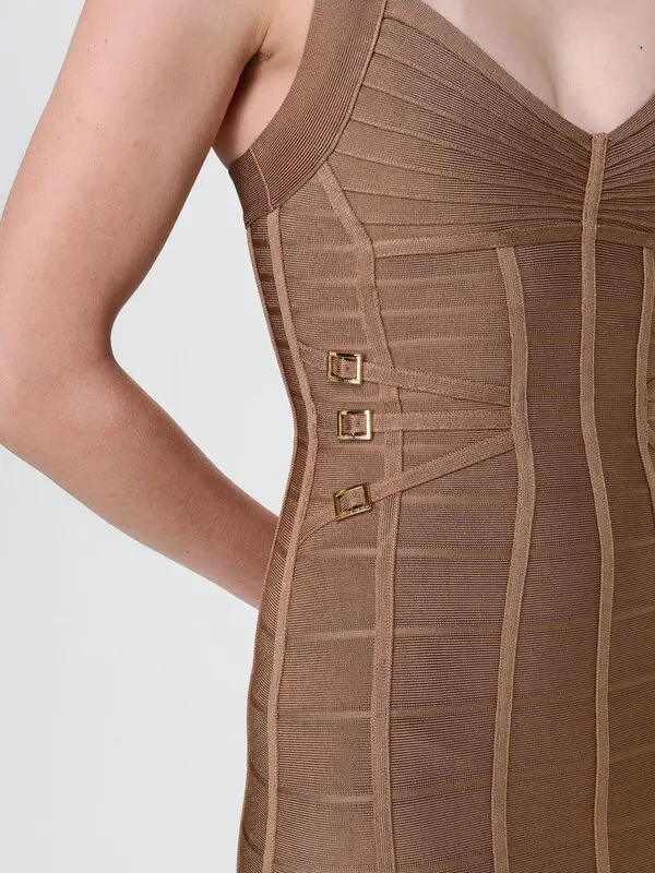 Elisabetta Franchi Midi Sheath Dress - Brown
